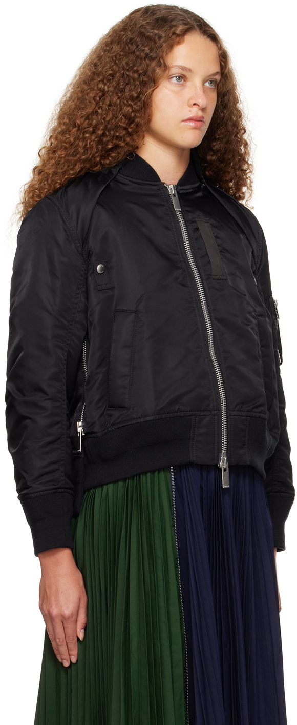 sacai Black Convertible Bomber Jacket Sacai