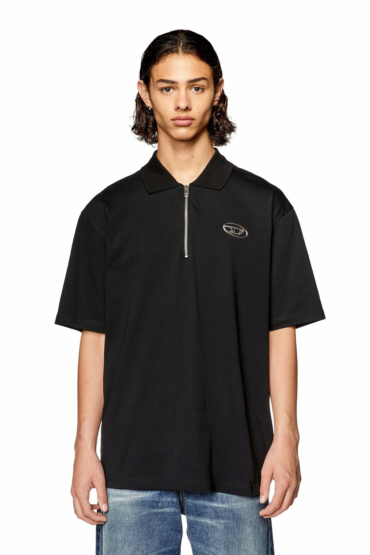 Diesel Polo shirt with half zip - Polos Mens in Black Diesel