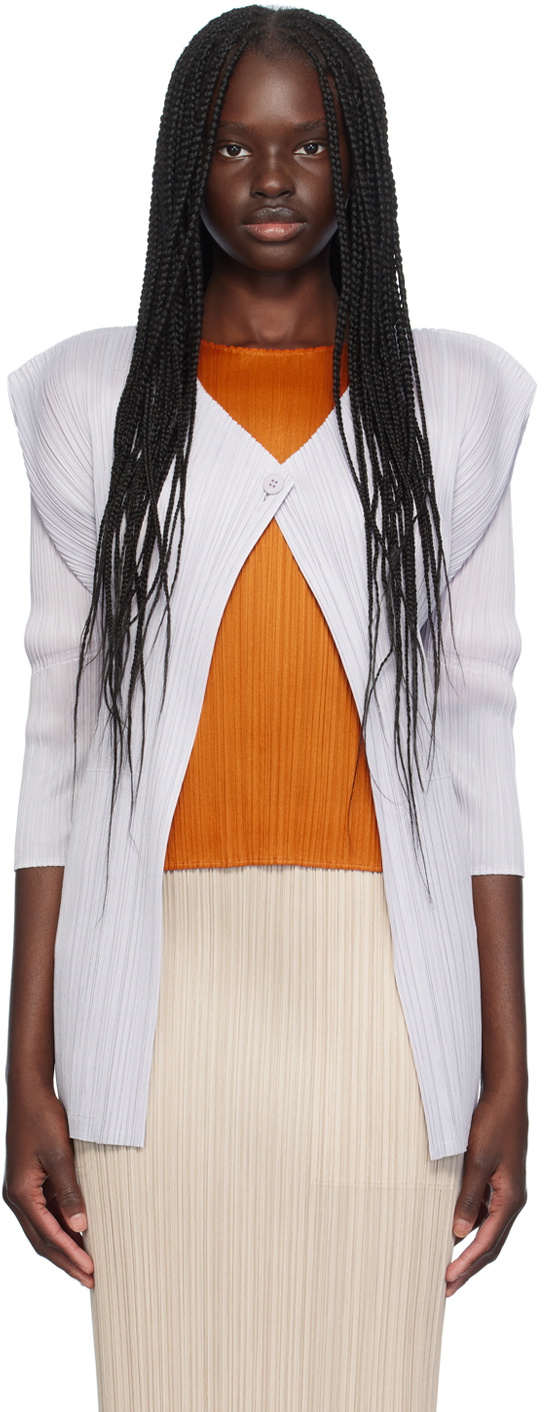 PLEATS PLEASE ISSEY MIYAKE Gray Monthly Colors July Cardigan Pleats ...