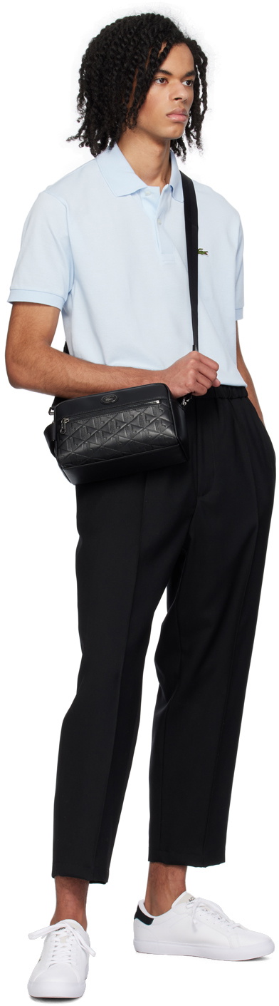 Lacoste Black Leather Monogram Print Bag Lacoste