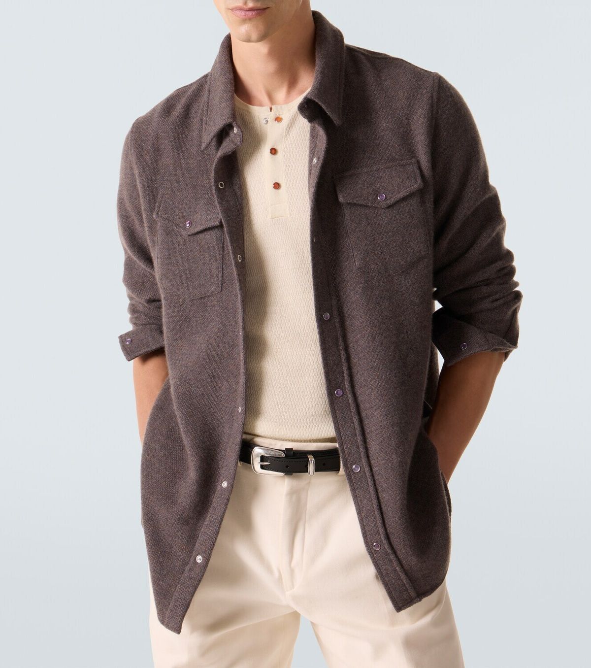 God's True Cashmere Cashmere shirt with amethyst God's True Cashmere
