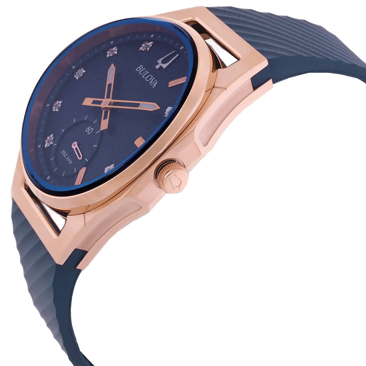 Bulova Curv Quartz Diamond Blue Dial Ladies Watch 97P174 Bulova