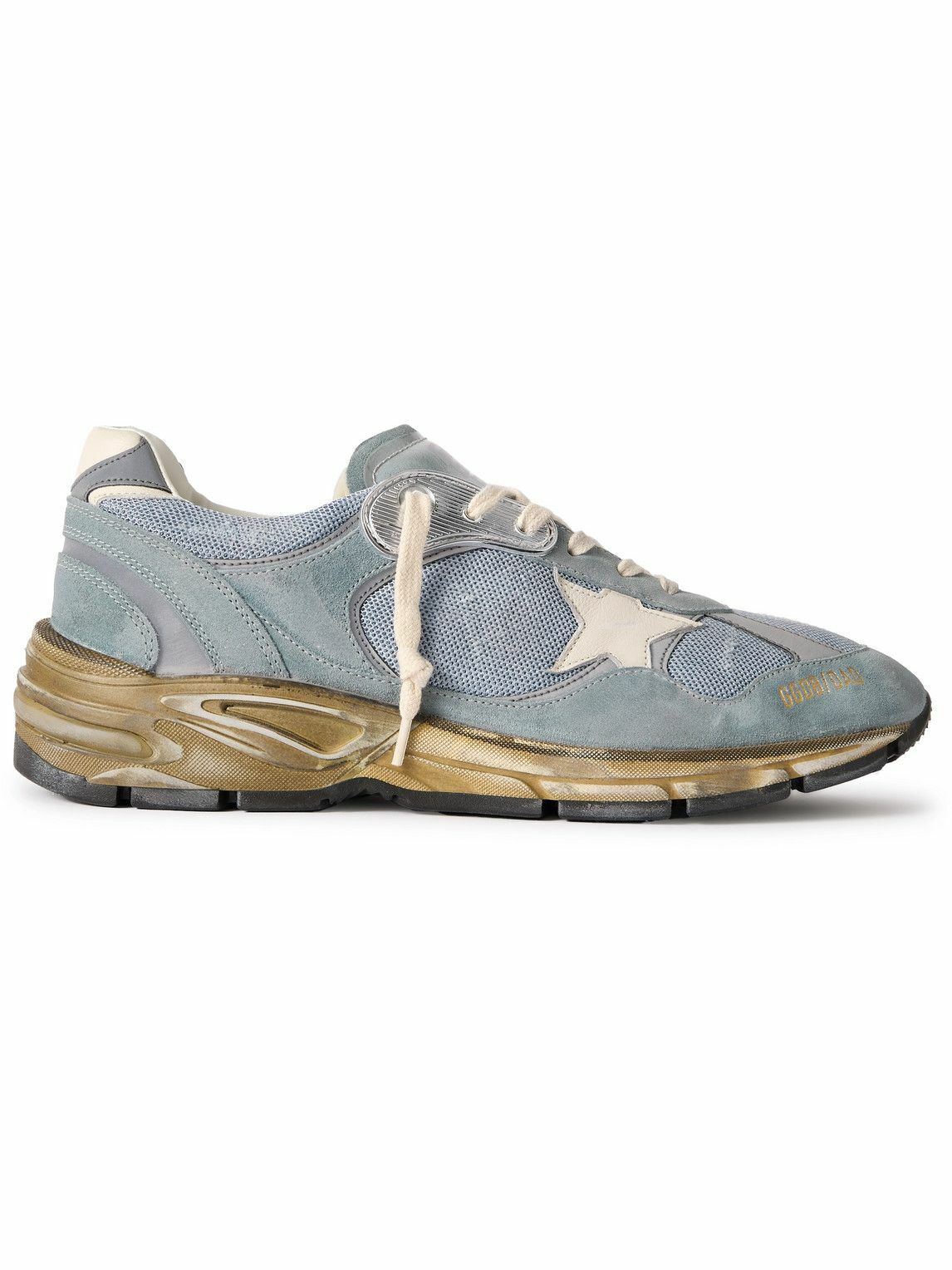 Golden Goose - Running Dad Distressed Rubber and Leather-Trimmed Mesh ...