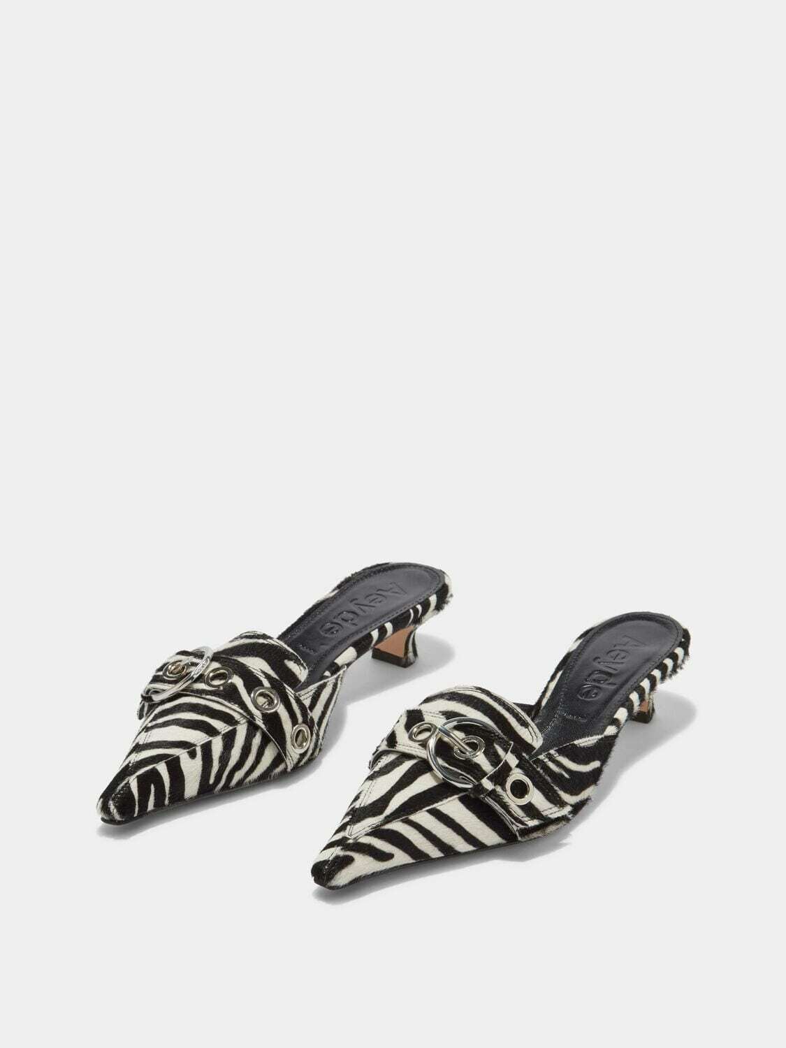 AEYDE 35mm Danielle Zebra Pony Skin Mules Aeyde