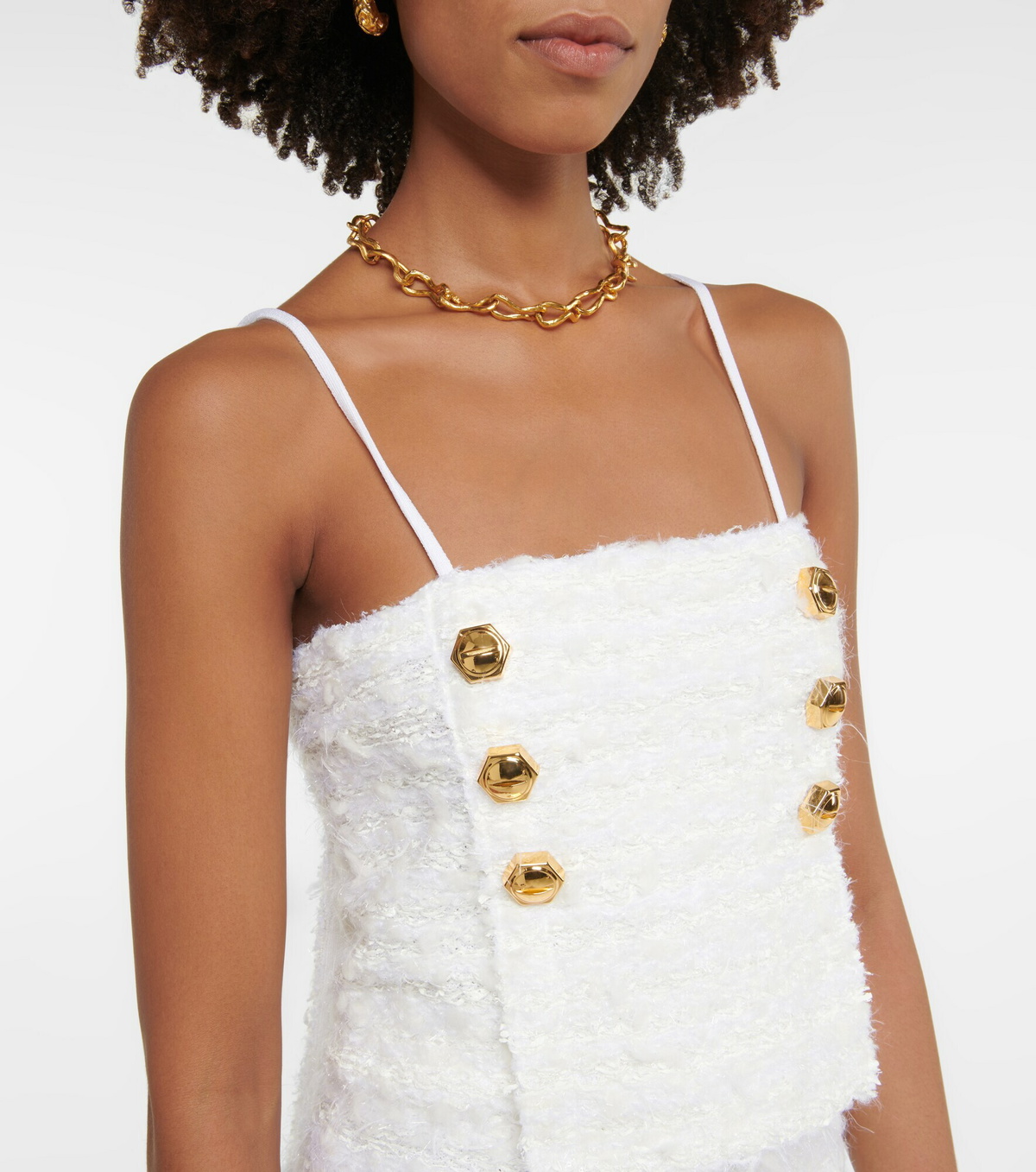 Balmain - Embellished tweed crop top Balmain