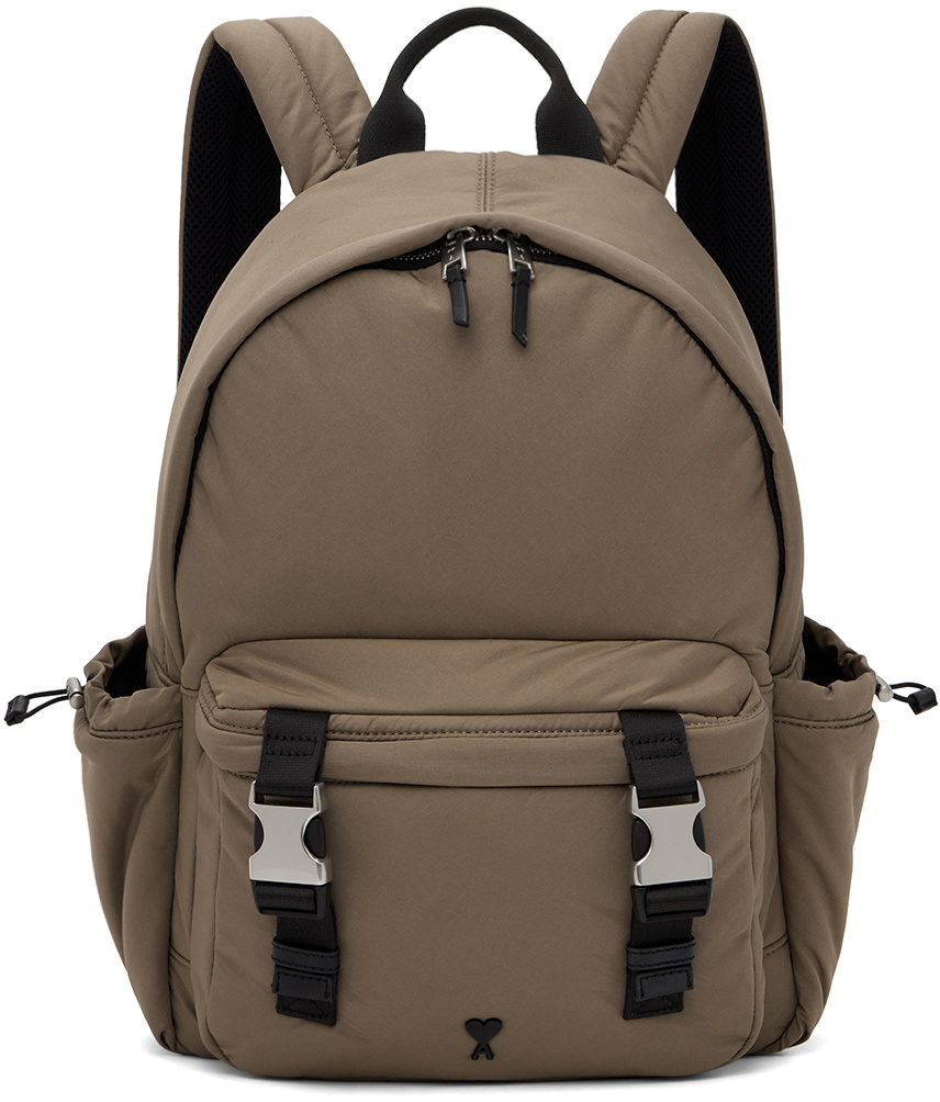 AMI Paris Taupe Ami De Cœur Backpack AMI