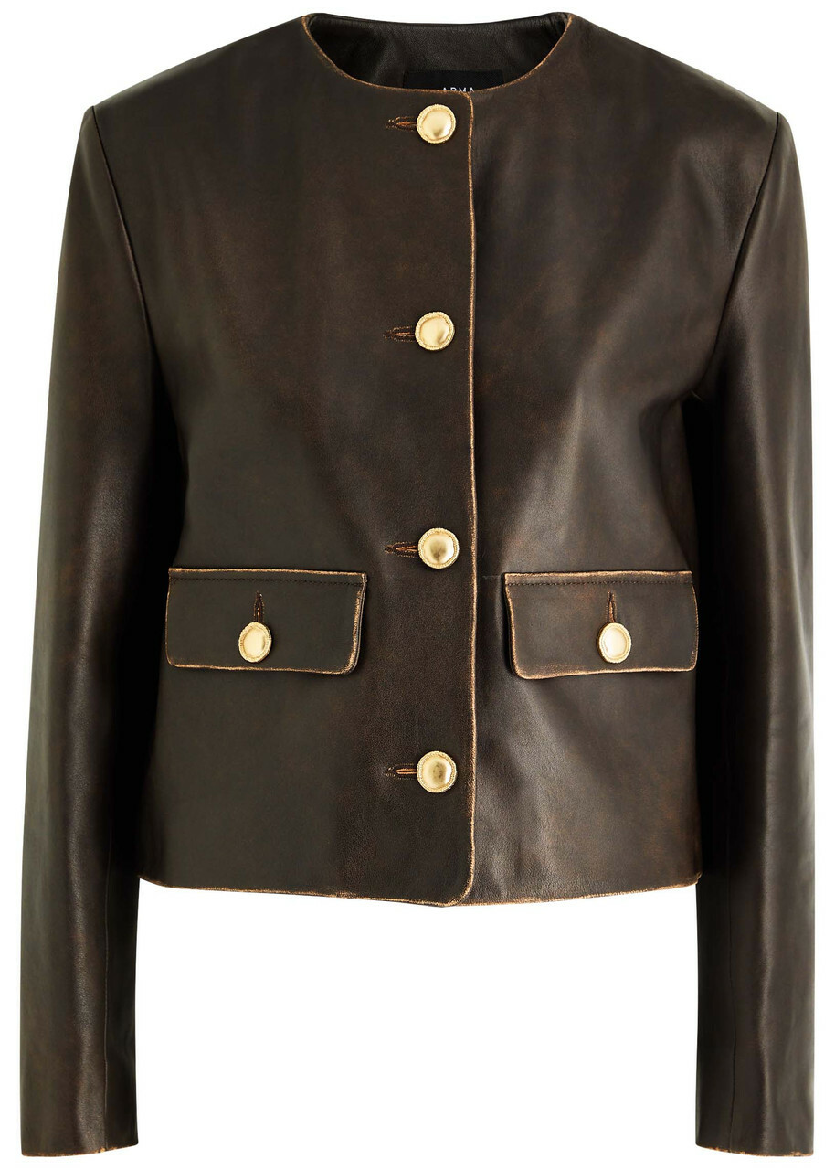 Arma Gaya Leather Jacket Dark Brown Armaf