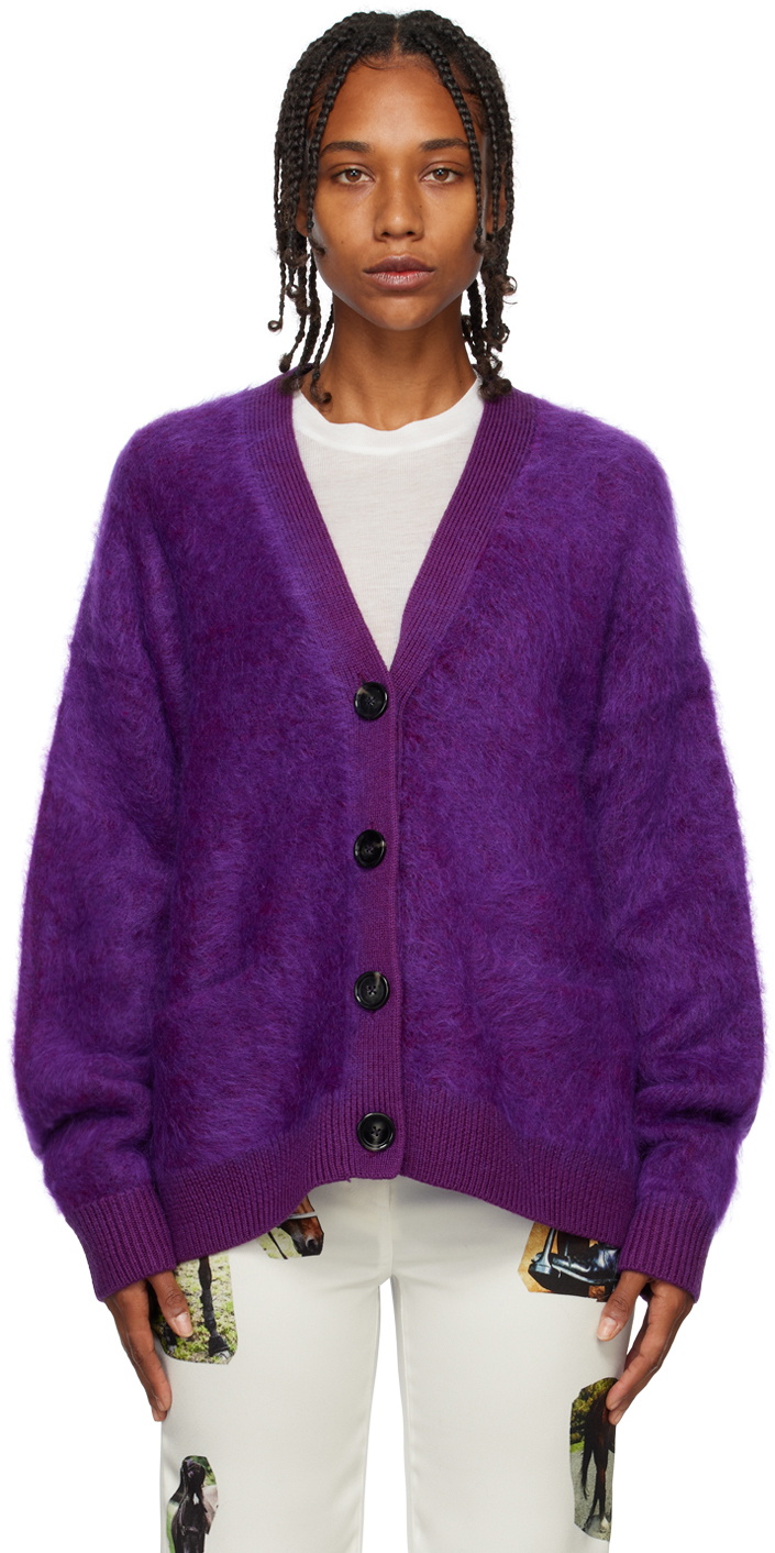 Acne Studios Purple Brushed Cardigan Acne Studios
