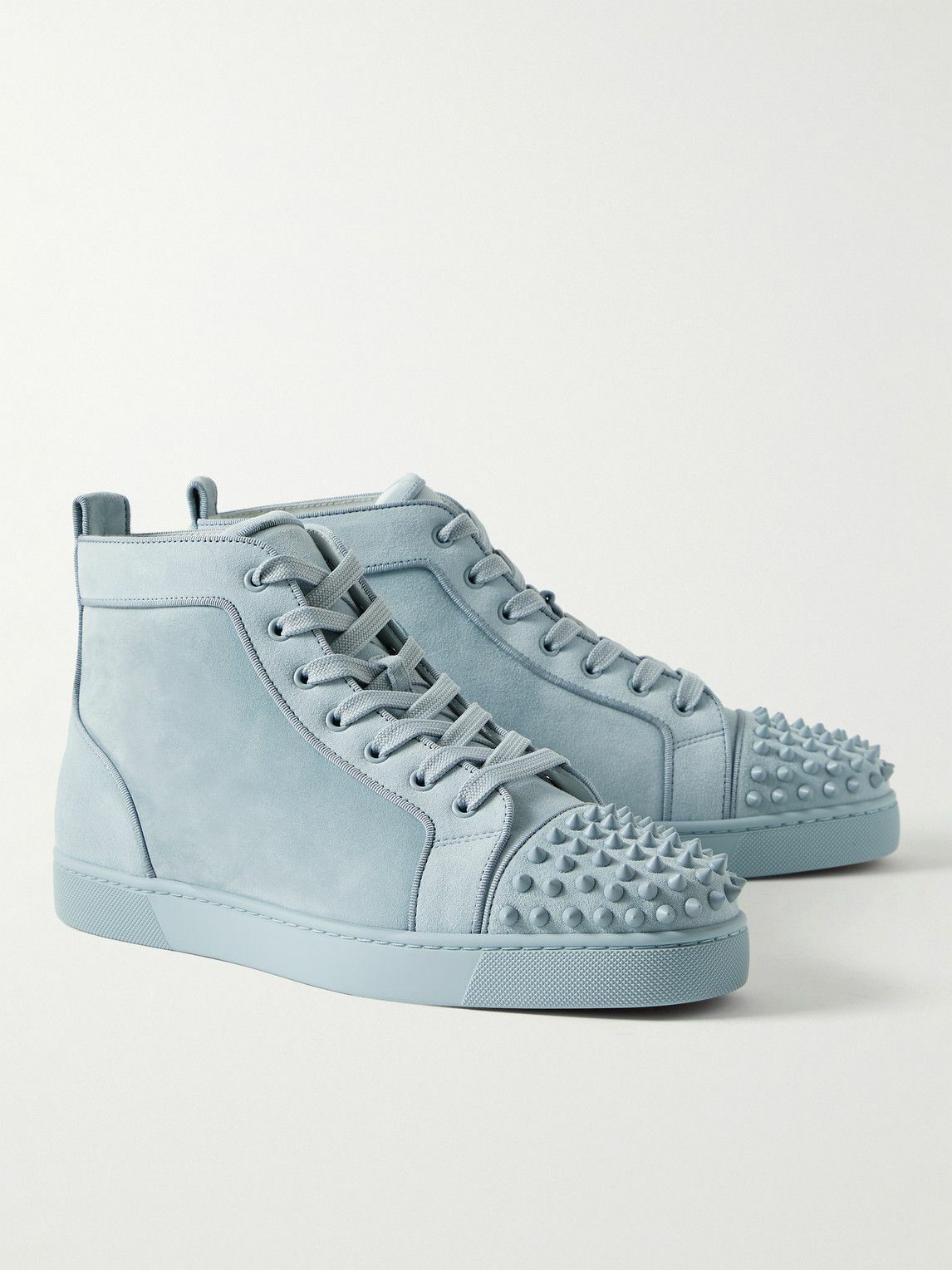 Christian Louboutin - Lou Spikes Orlato Suede High-Top Sneakers - Blue ...