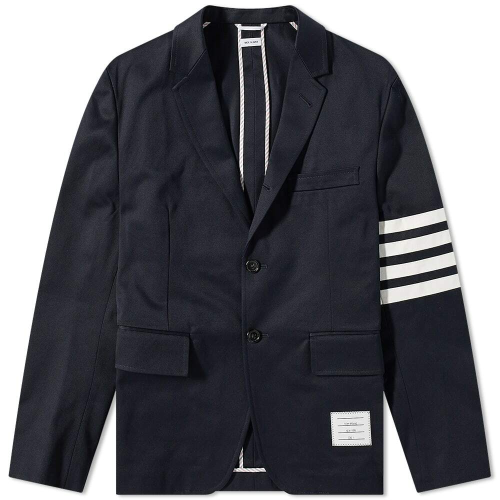 Thom Browne Men's Unconstructed Twill Arm Stripe Blazer in Navy Thom Browne