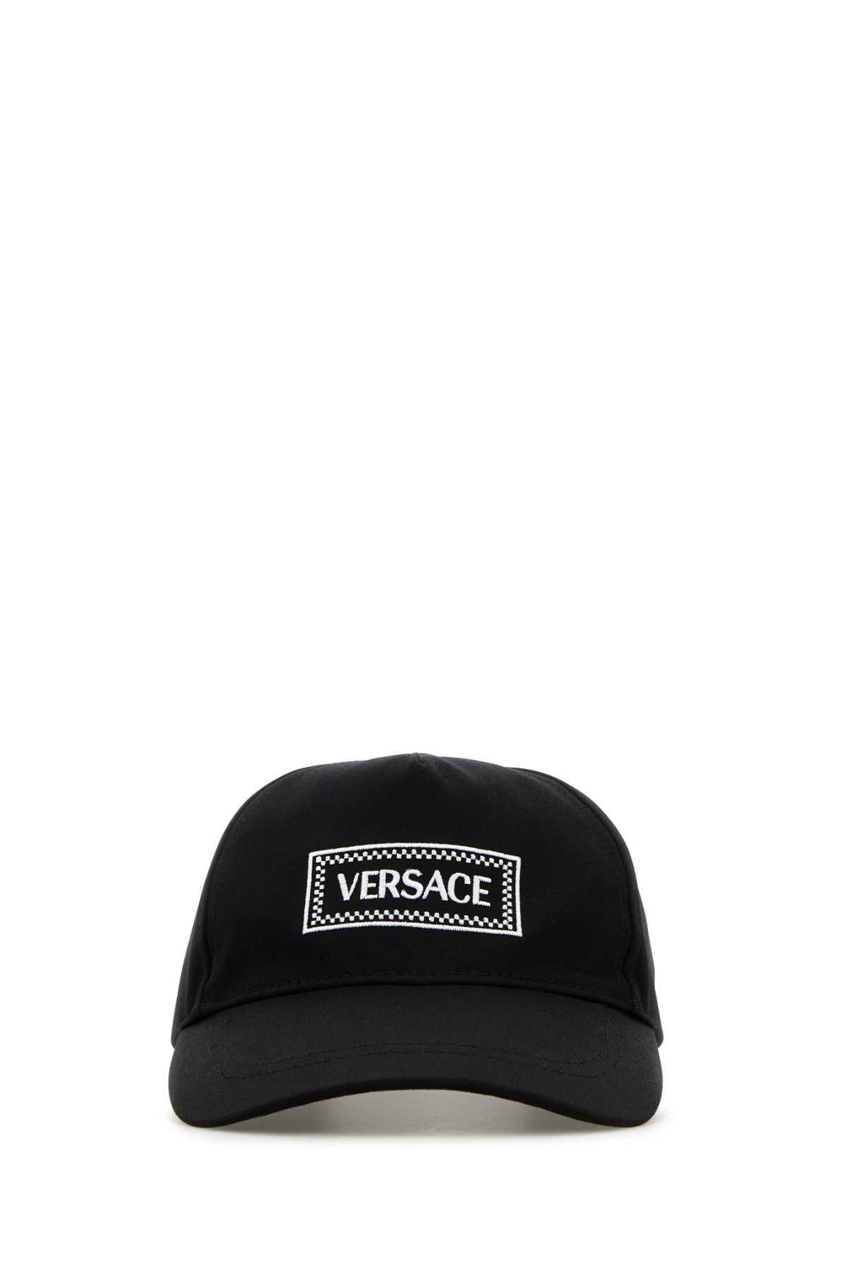 Versace Black Cotton Baseball Cap Versace