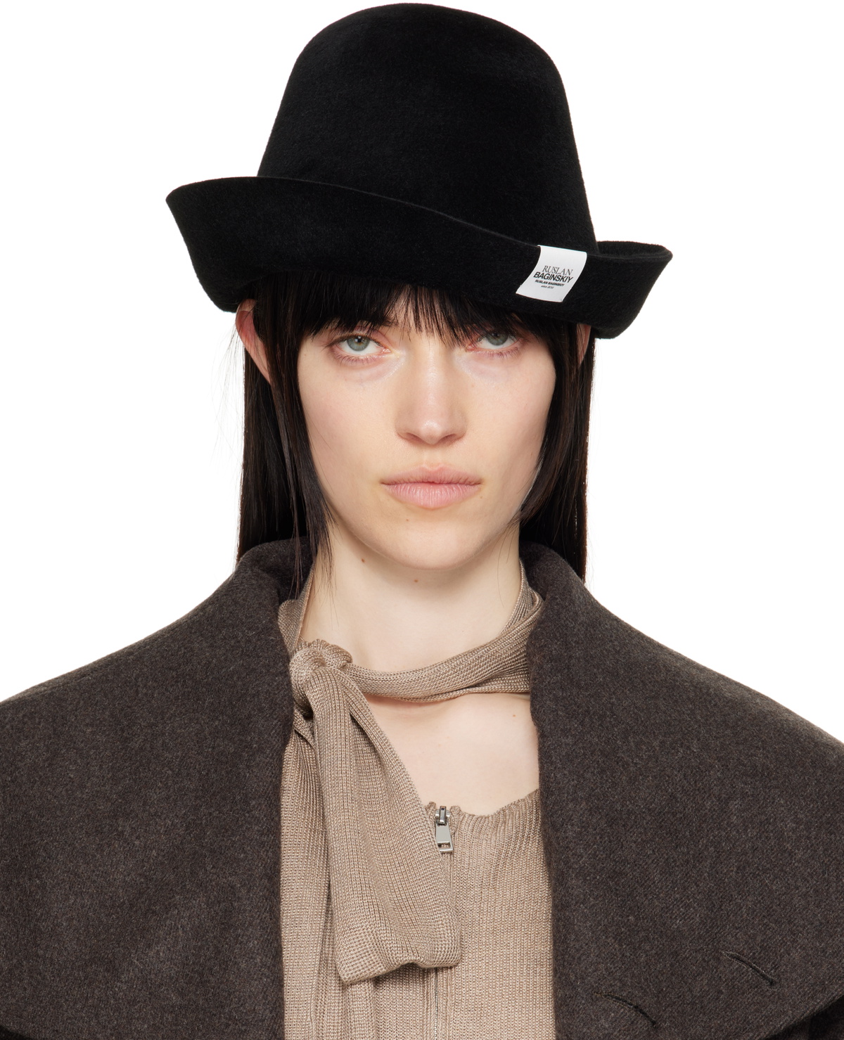 Ruslan Baginskiy Black Bell-Shaped Felt Hat Ruslan Baginskiy