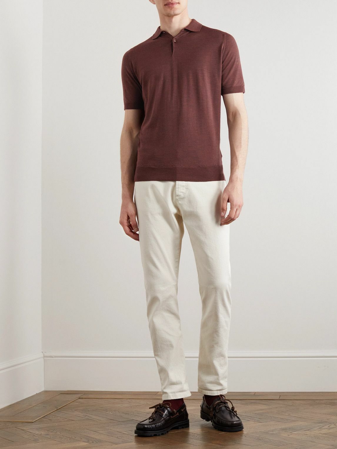 John Smedley - Payton Slim-Fit Merino Wool Polo Shirt - Brown John Smedley