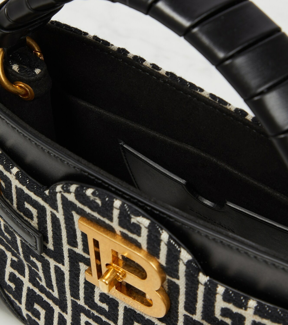 Balmain - B-Buzz 22 Small leather-trimmed shoulder bag Balmain