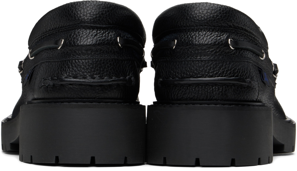 Burberry Black Leather Raft Boat Shoes Burberry