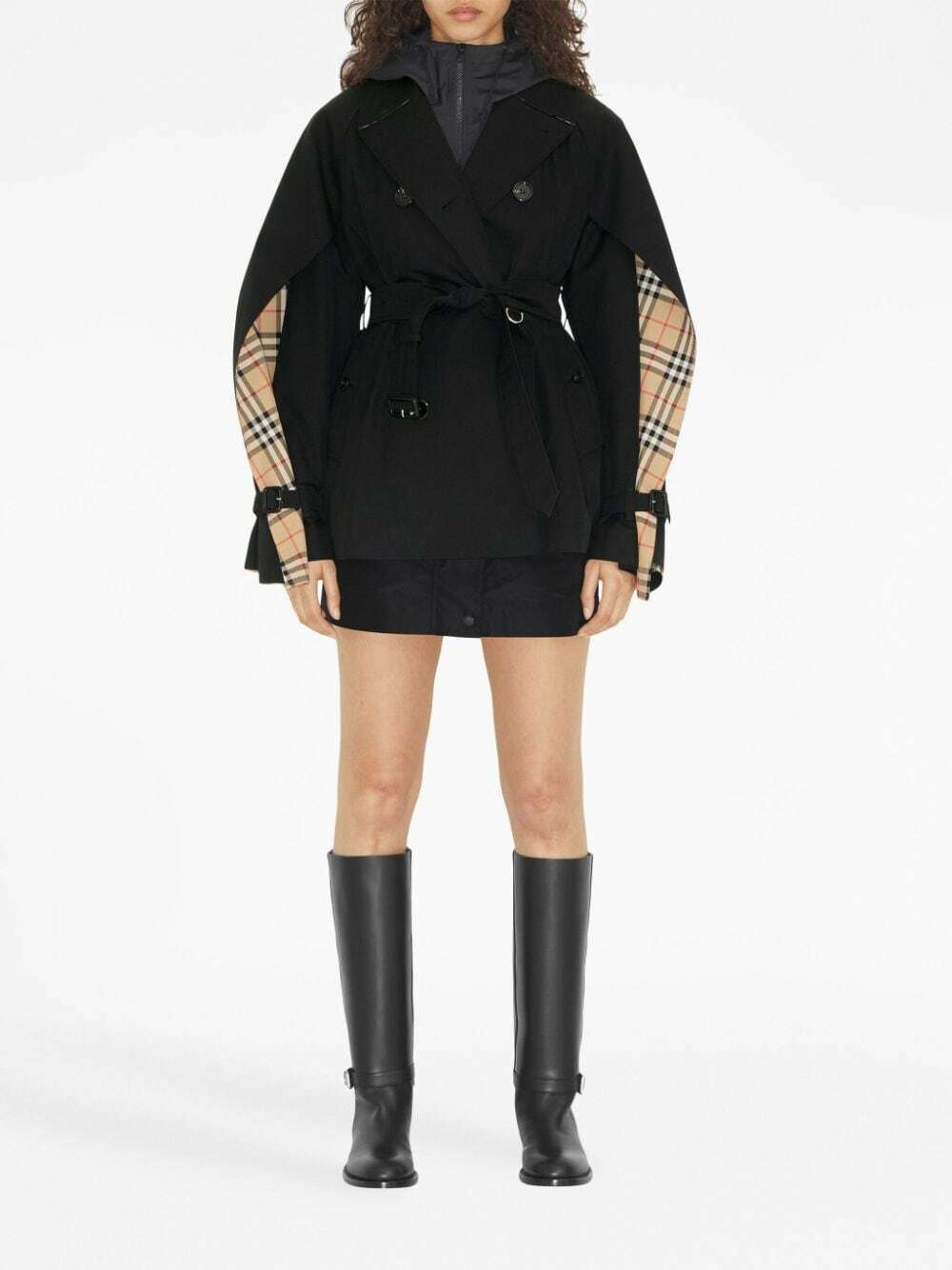BURBERRY - Check Motiv Cotton Trench Coat Burberry