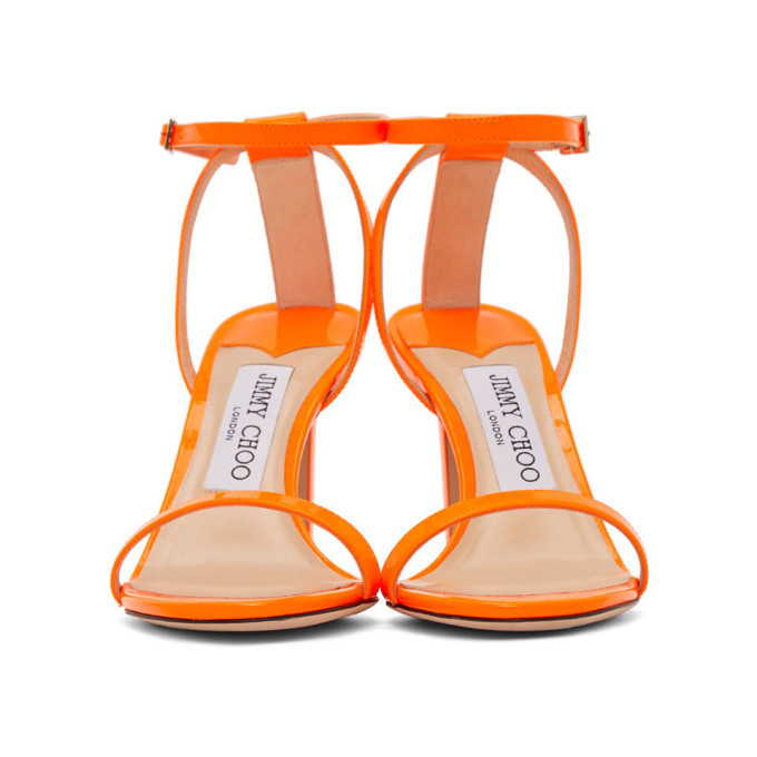 Jimmy Choo Orange Patent Minny 85 Sandals Jimmy Choo