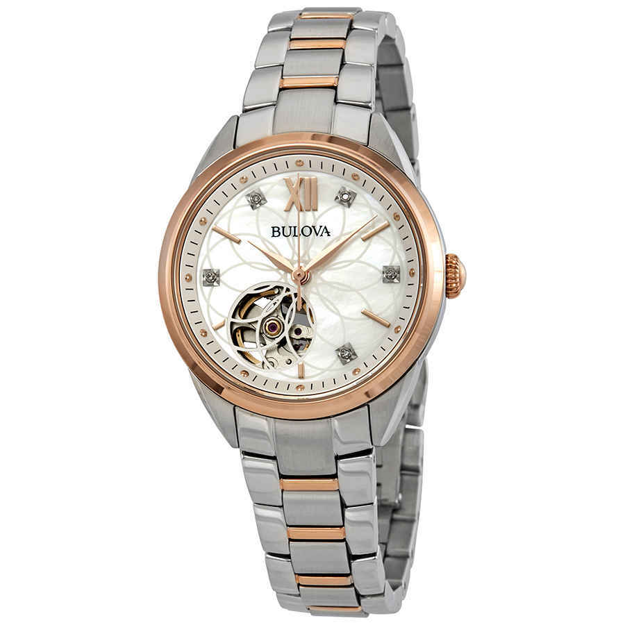 Bulova Classics Automatic Mother of Pearl Diamond Dial Ladies Watch ...