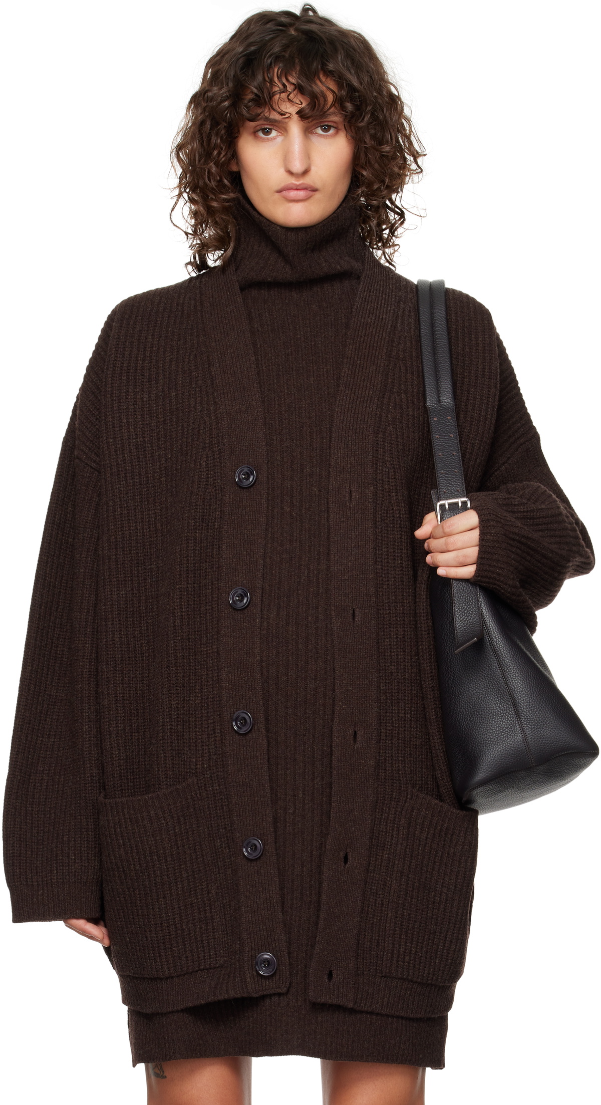 LEMAIRE Brown Felted Cardi Coat Lemaire