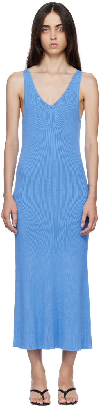 REMAIN Birger Christensen Blue Olissa Midi Dress REMAIN Birger Christensen