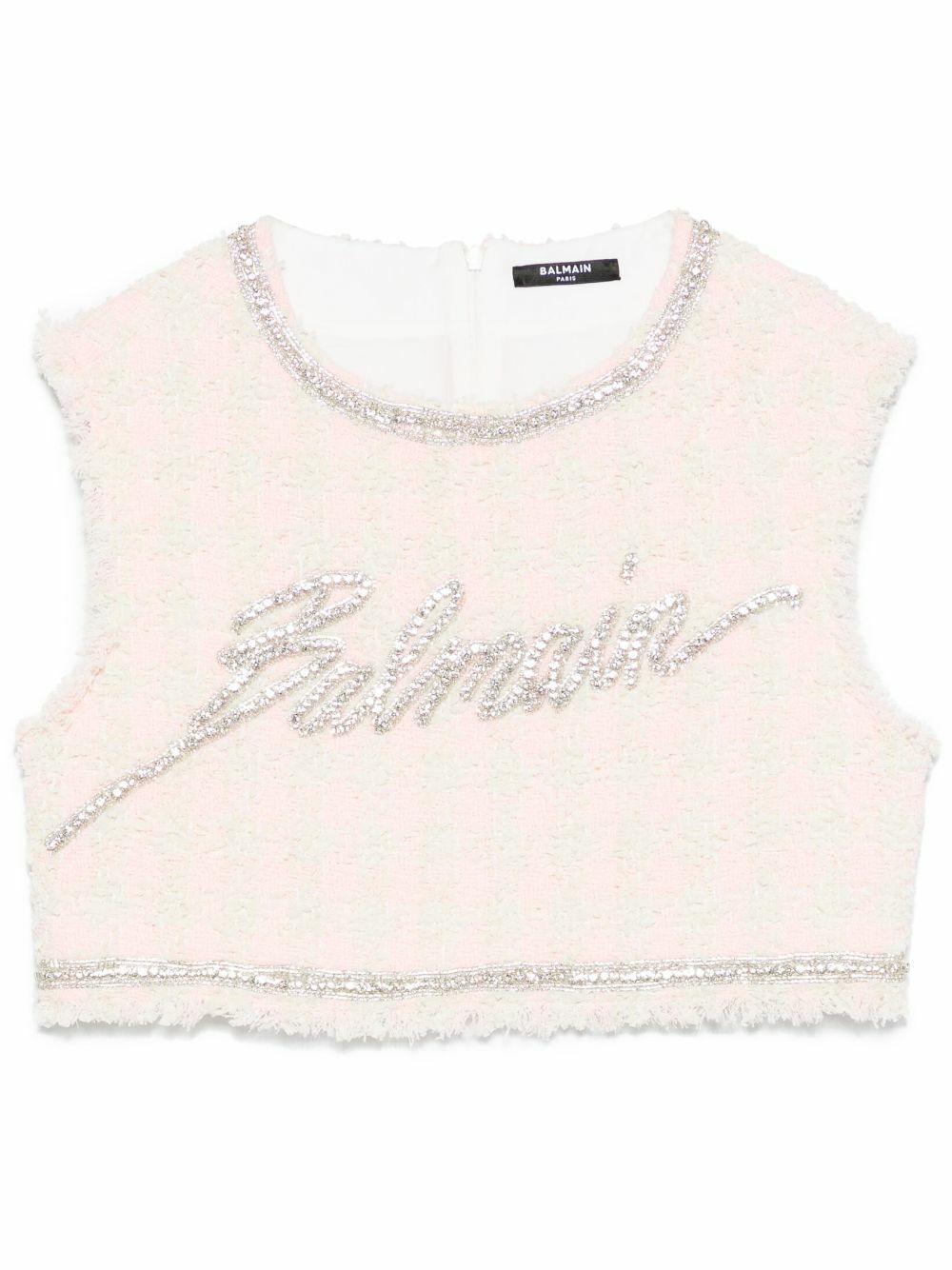 Balmain Logo Tweed Crop Top Balmain