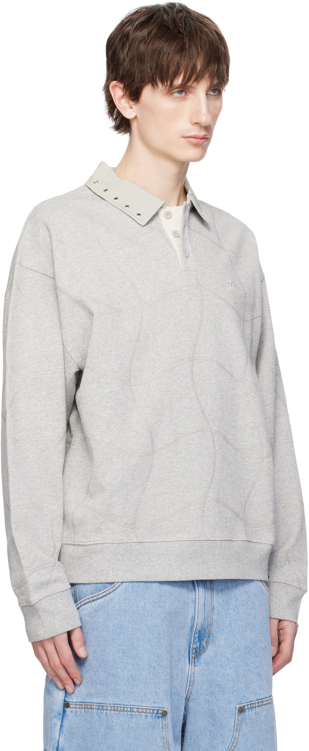 Dime Gray Wave Rugby Polo Dime