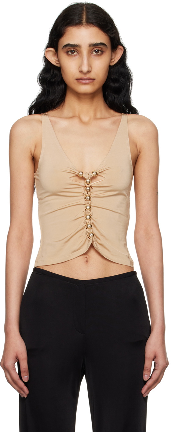 Rabanne Beige Bead Tank Top Paco Rabanne