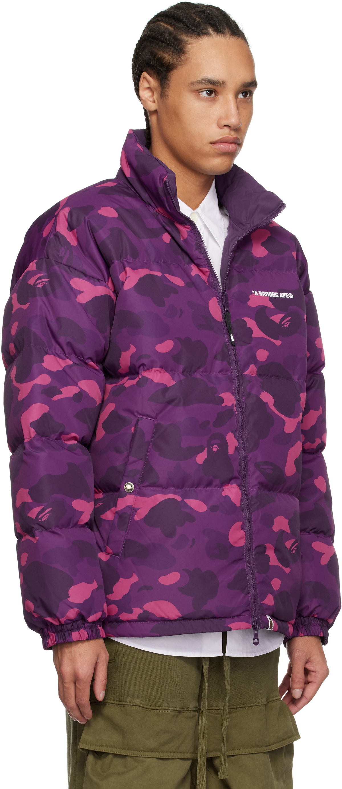 BAPE Purple Color Camo Reversible Down Jacket A Bathing Ape