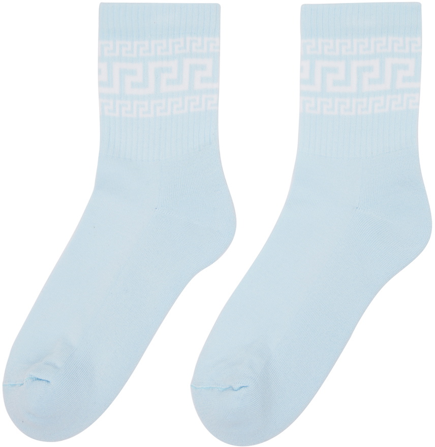 Versace Blue Greca Athletic Socks Versace