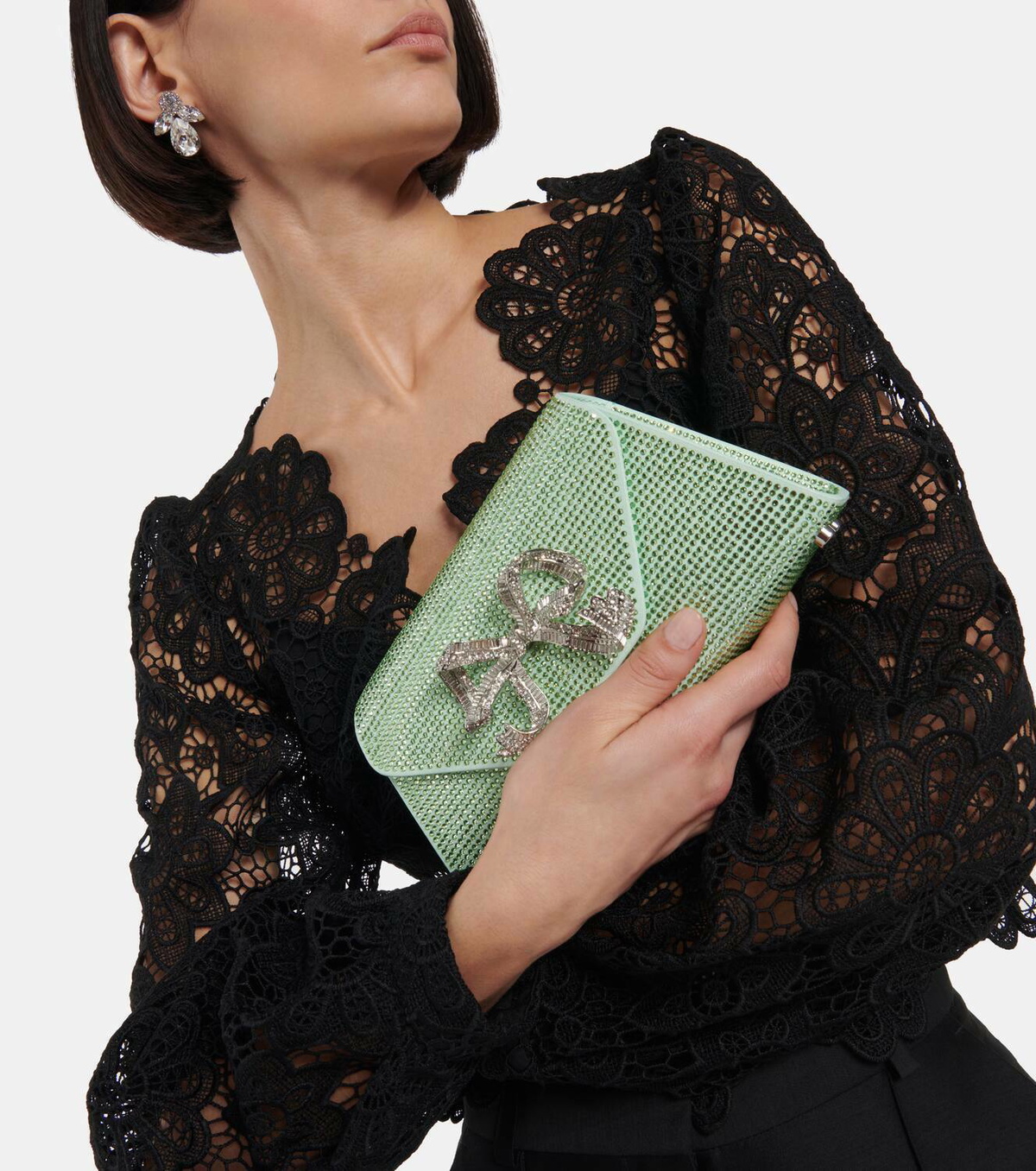 Self-Portrait Aqua Mini embellished leather shoulder bag Self-Portrait