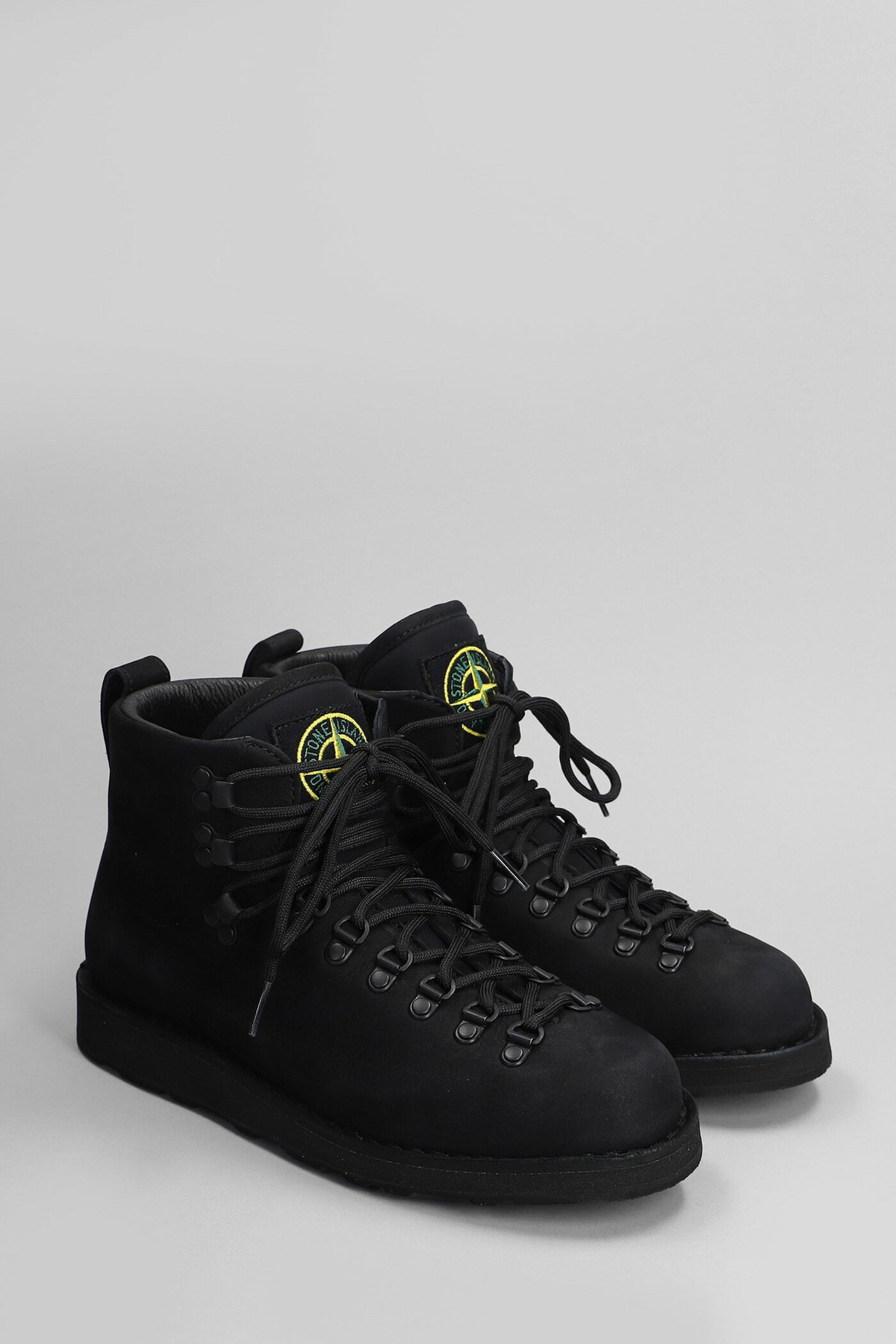 Stone Island Vibram Ankle Boots In Black Leather Stone Island