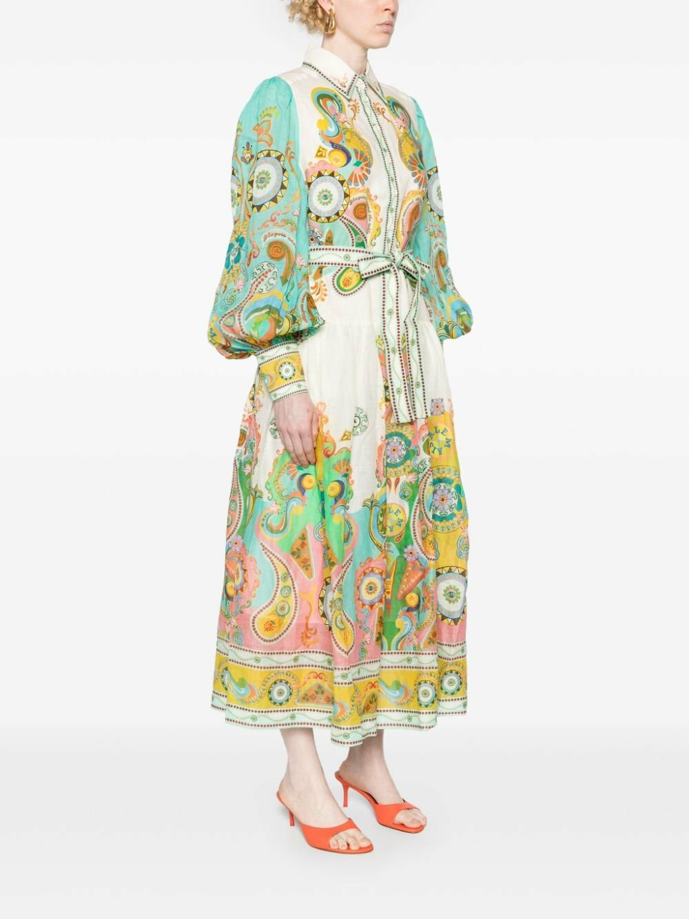 ALEMAIS Blue Pinball Ramie Shirt Dress ALÉMAIS