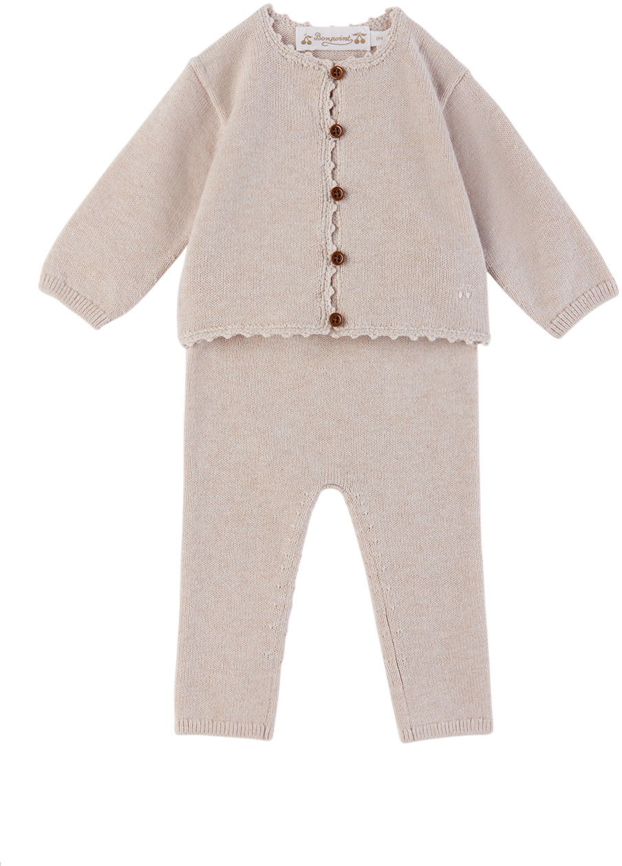 Bonpoint Baby Pink Angelou Cardigan & Leggings Set Bonpoint
