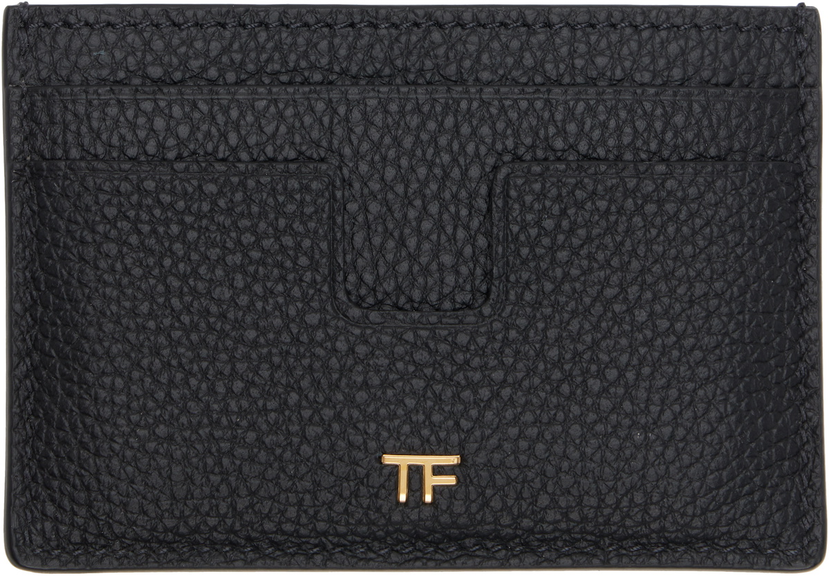 TOM FORD Black Grain Leather Card Holder TOM FORD