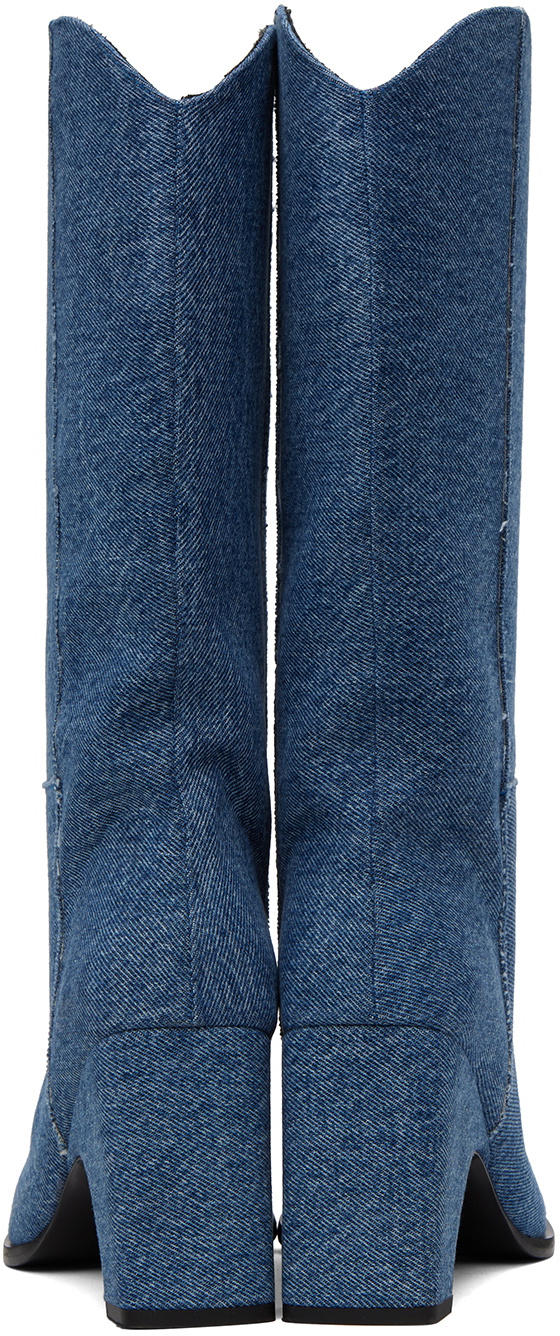 Coperni Blue Denim Bridge Cowboy Tall Boots Coperni