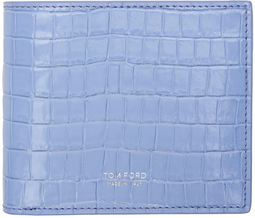 TOM FORD Blue Croc-Embossed Wallet TOM FORD