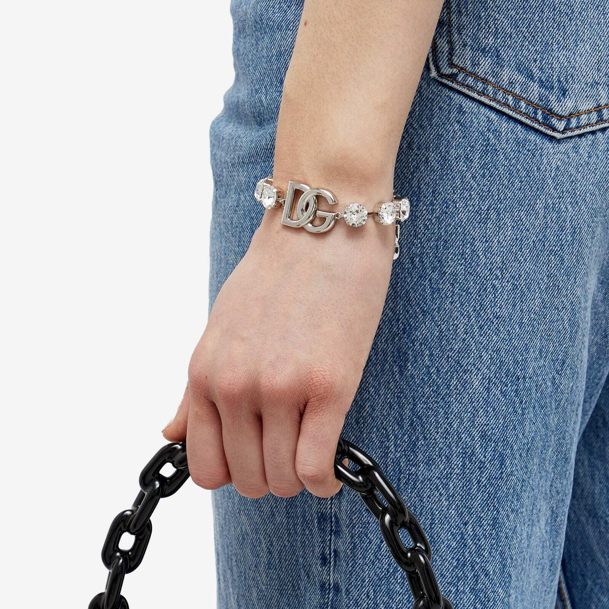 Dolce & Gabbana Women's Crystal Logo Bracelet in Silver/Palladium Dolce ...