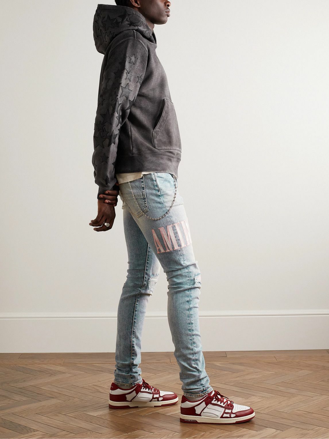 AMIRI - Skinny-Fit Logo-Appliquéd Distressed Jeans - Blue Amiri