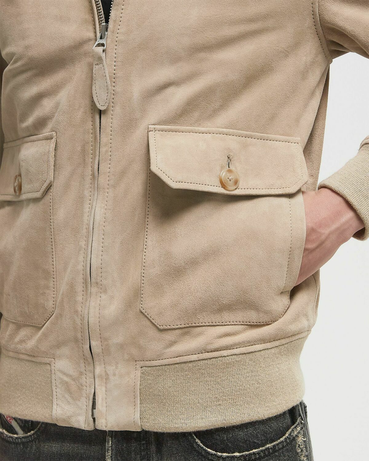 Schott NYC LC Aviator S Jacket Beige Mens Bomber Jacket Schott
