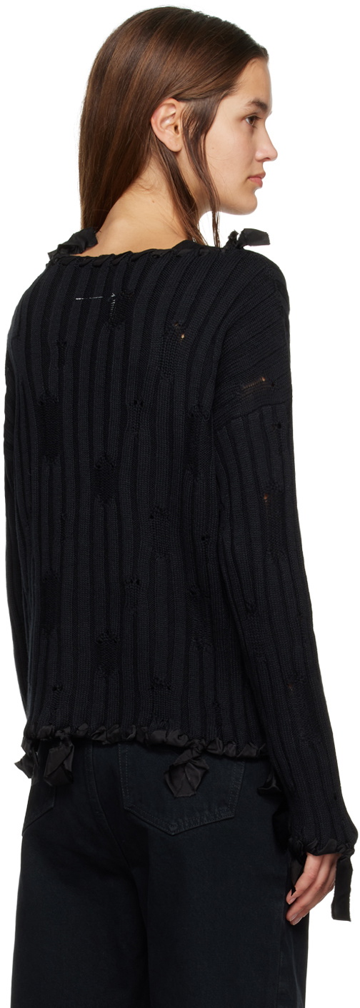 MM6 Maison Margiela Black Distressed Sweater MM6 Maison Margiela