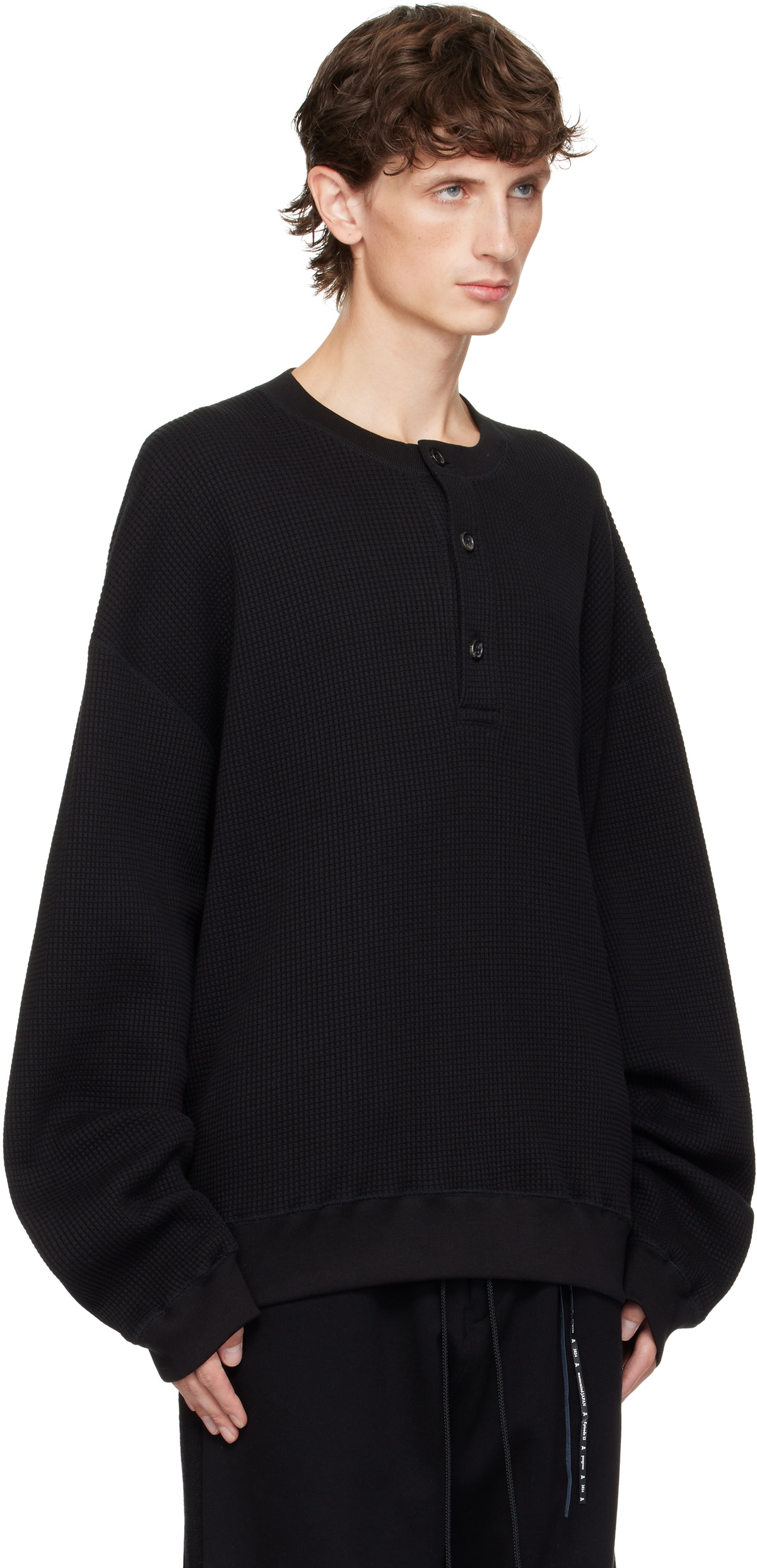 mastermind JAPAN Black Embroidered Logo Henley mastermind JAPAN