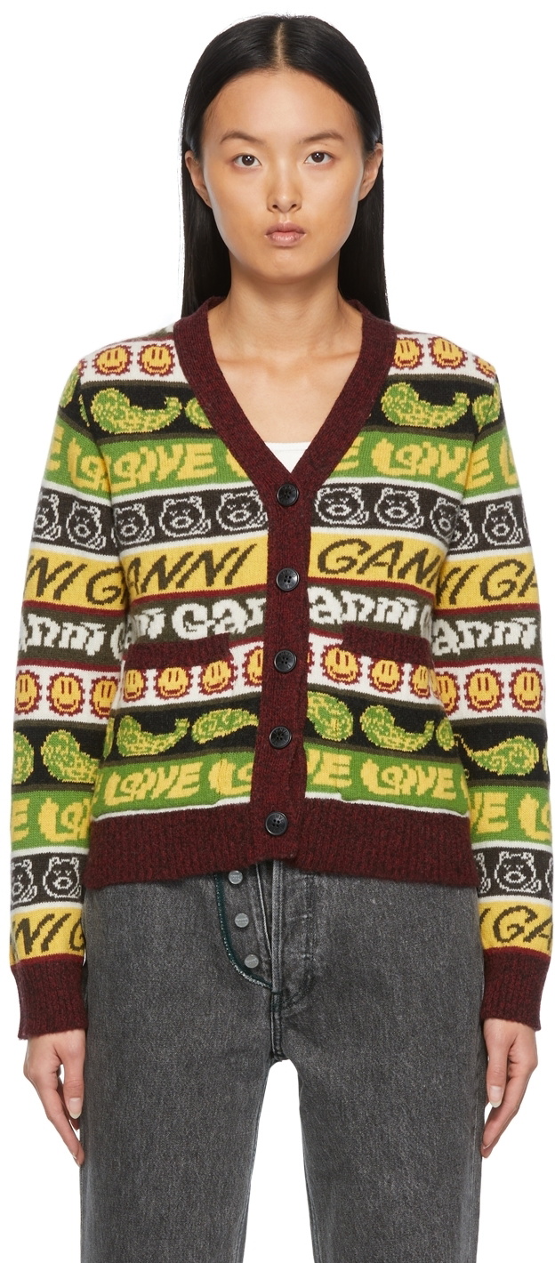 GANNI Multicolor Wool Knit Cardigan GANNI