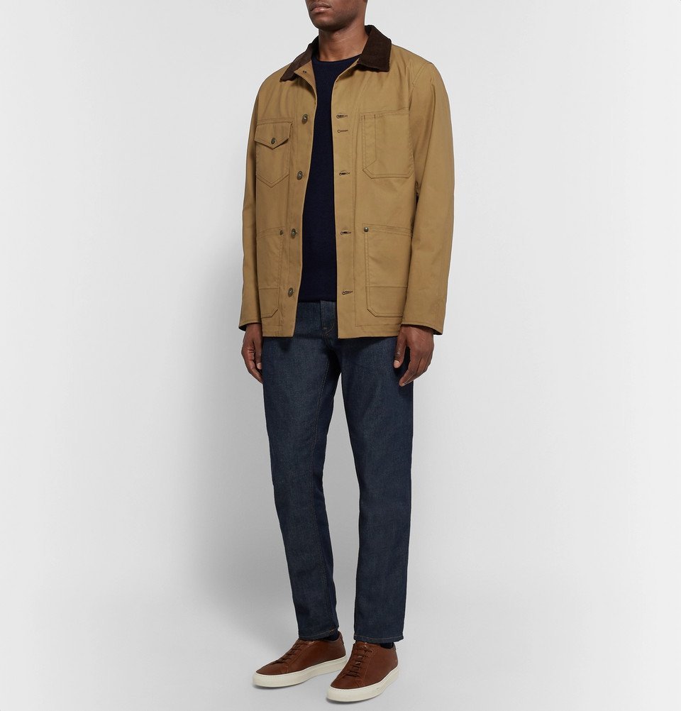 rag & bone - Colour-Block Suede-Trimmed Waxed-Cotton Chore Jacket - Tan ...