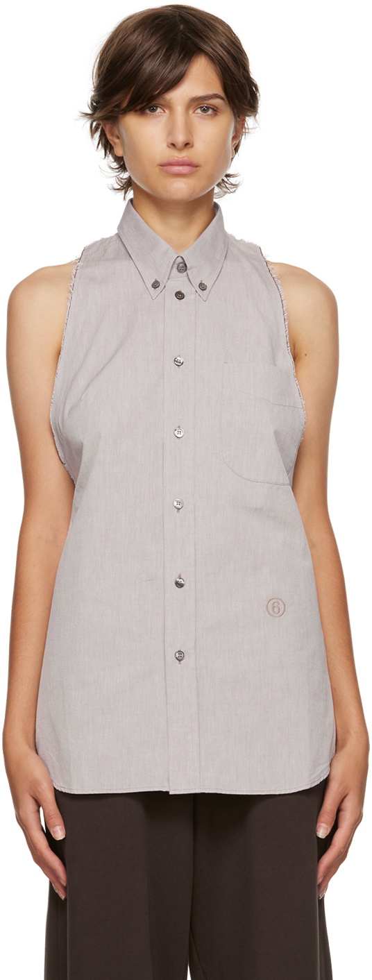 MM6 Maison Margiela Brown Sleeveless Shirt MM6 Maison Margiela