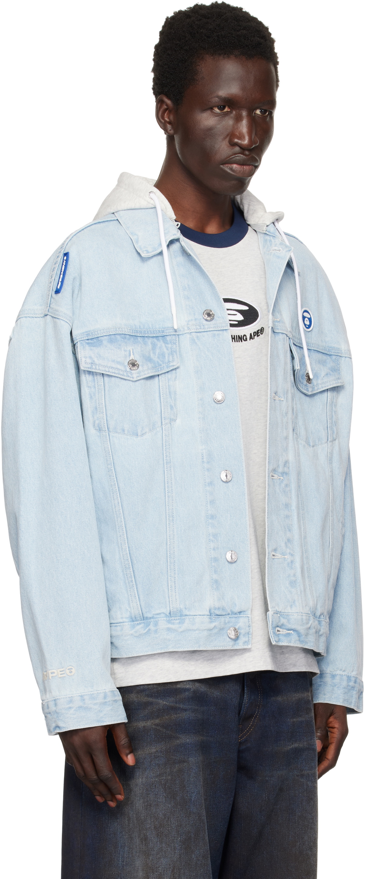 AAPE by A Bathing Ape Blue 'AAPE Now' Lightweight Denim Jacket AAPE by ...