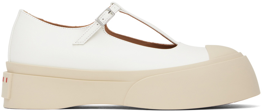 Marni White T-Bar Mary Jane Ballerina Flats Marni