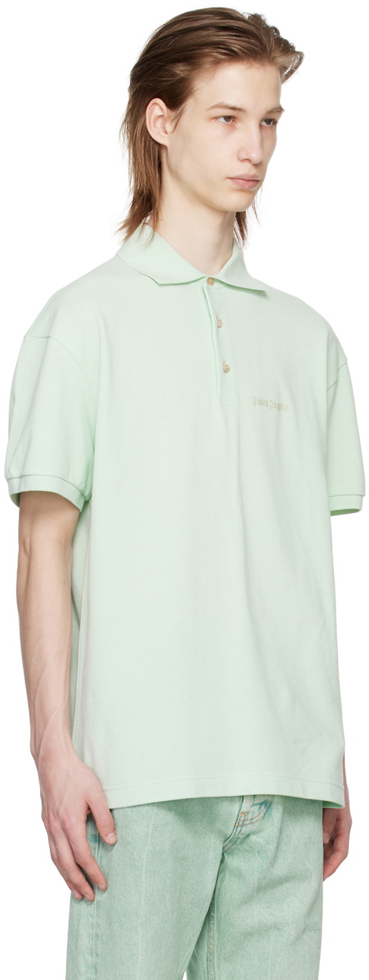 Palm Angels Green Embroidered Polo Palm Angels