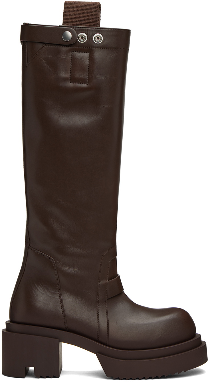 Rick Owens Brown Pull On Bogun Boots Rick Owens