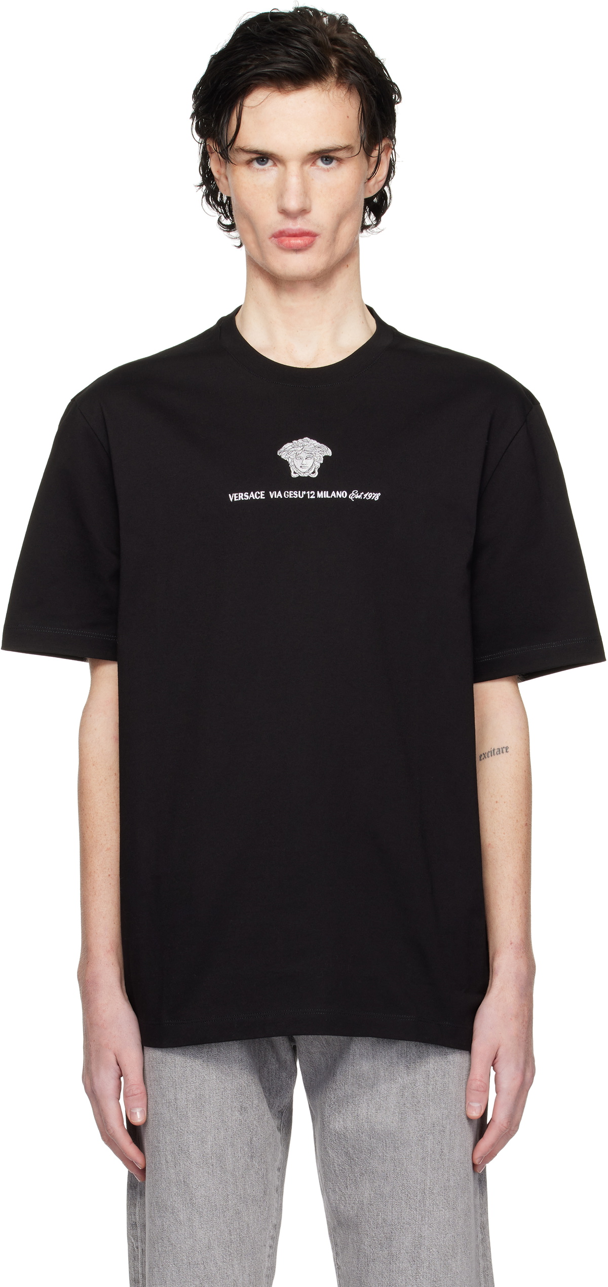 Versace Black Medusa Embroidery T-shirt Versace