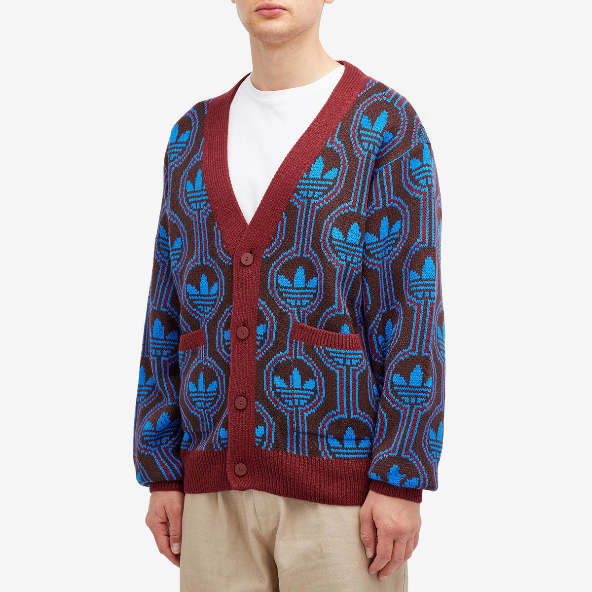 Adidas Men's Knit Cardigan in Shadow Red/Blue adidas